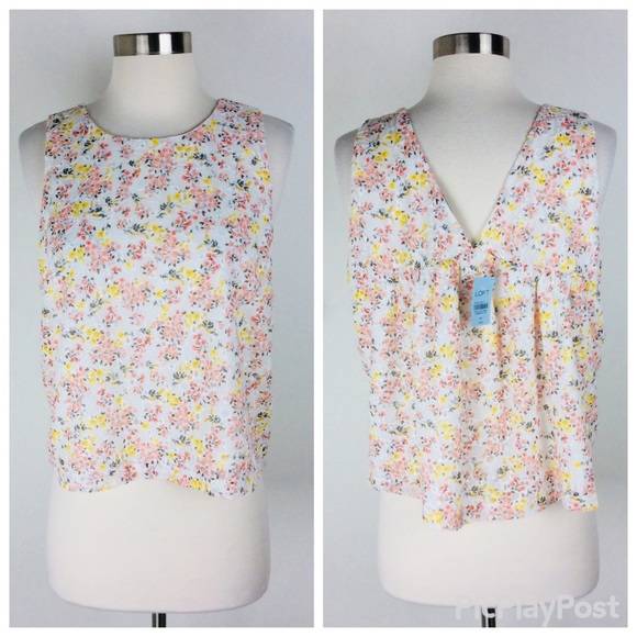 LOFT | Tops | Nwt Loft Cute Floral Sleeveless Crop Top Size Mp | Poshmark